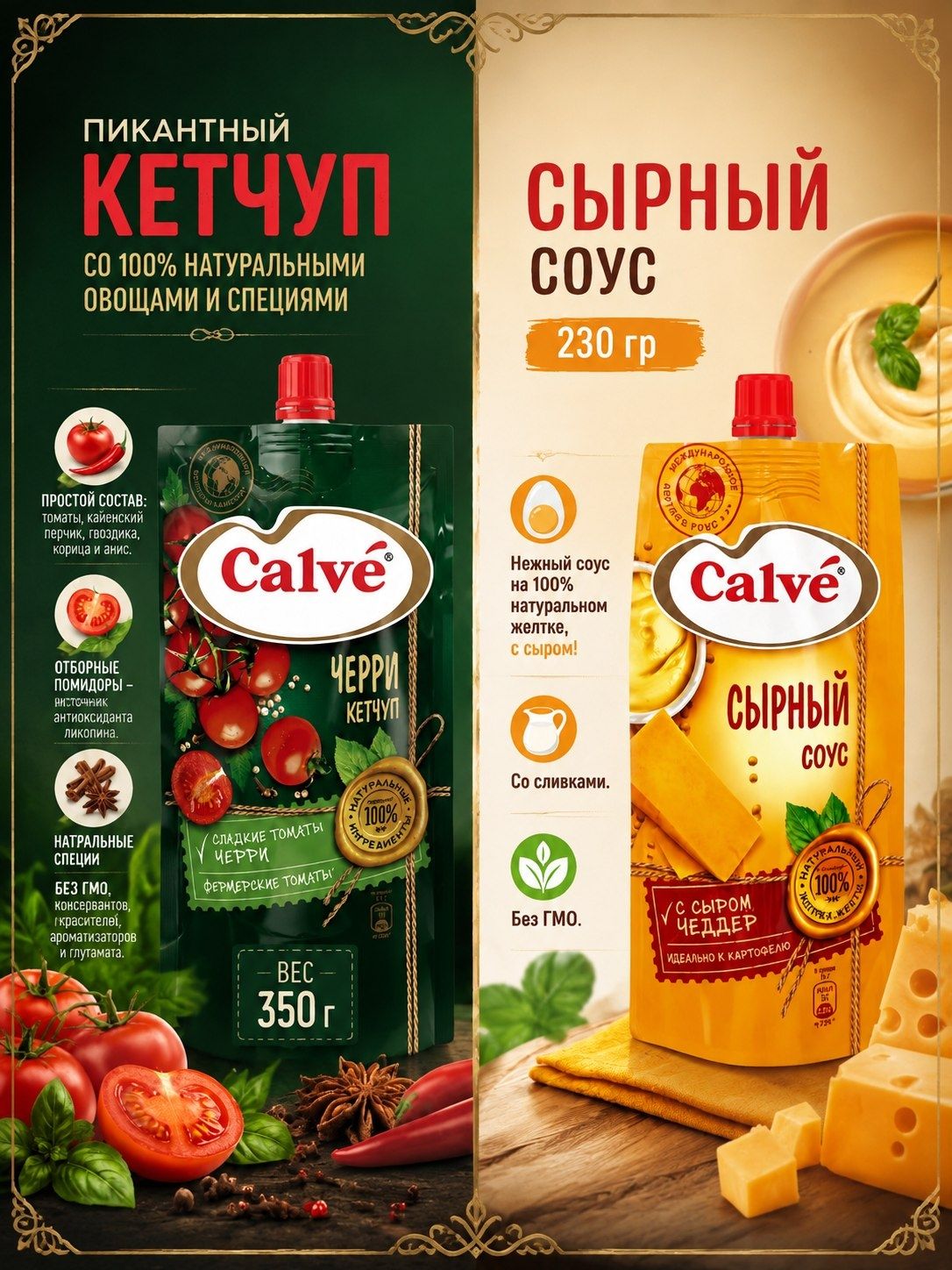 Черри кетчуп и сырный соус