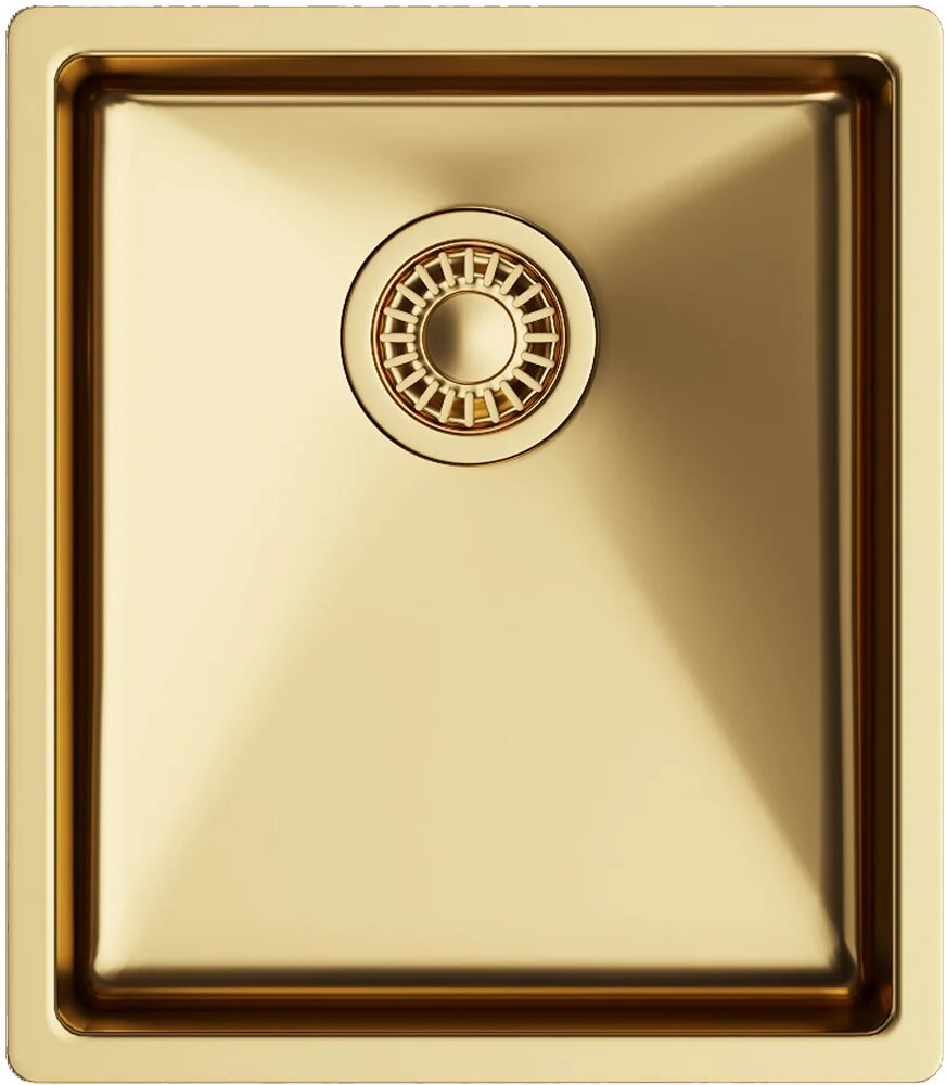 Дополнительная мойка TopZero TNL ColorX 340 GOLD металлическая, 38x44, прямоугольная, мойка для кухни, врезная, под столешницу, золотая
