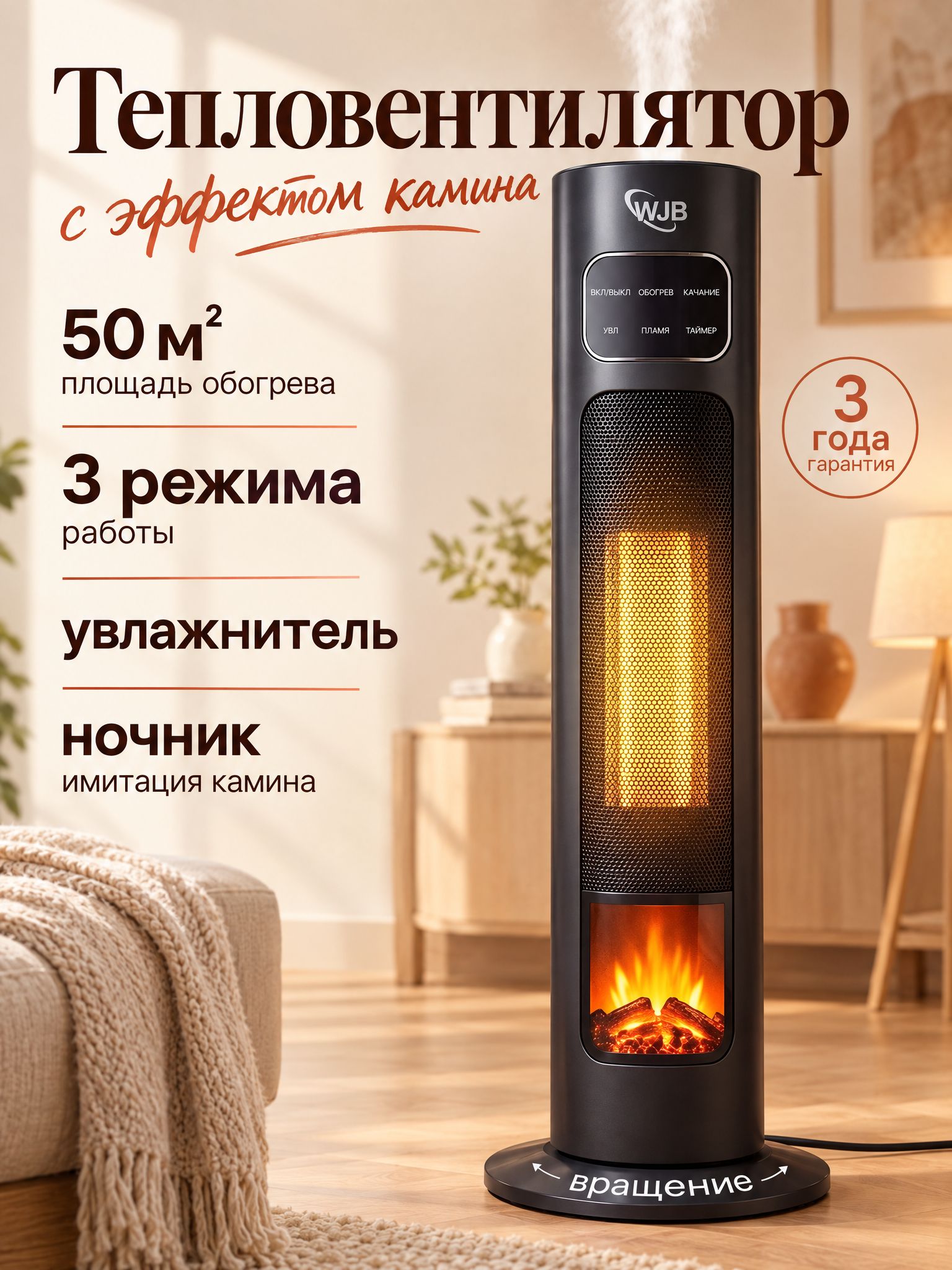 Обогреватель для дома электрический, 2000 Вт