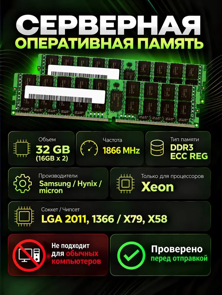 Оперативная память DDR3, 1866 МГц, 2 x 16 ГБ