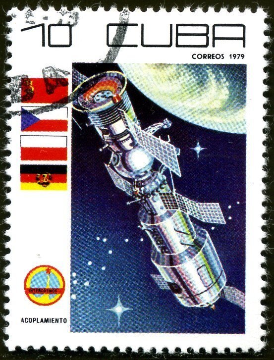( 2384-2389) Набор марок Куба 1979 год (6 марок) "День космонавтики. Космические корабли: "Союз", "С