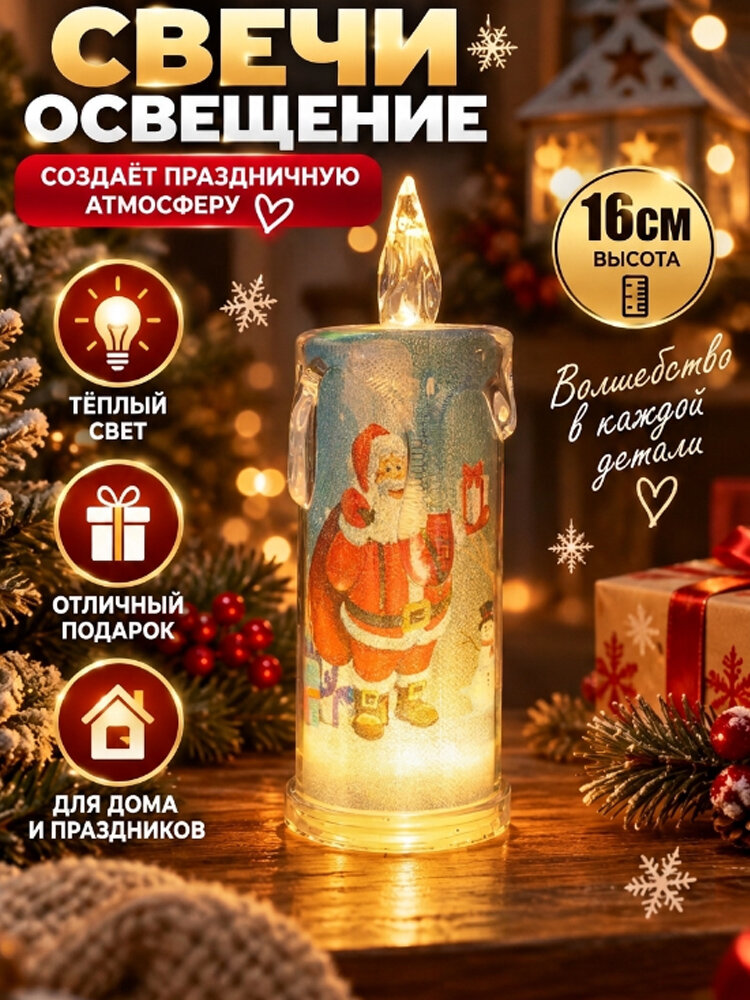 Светодиодная электрическая свеча для новогоднего декора