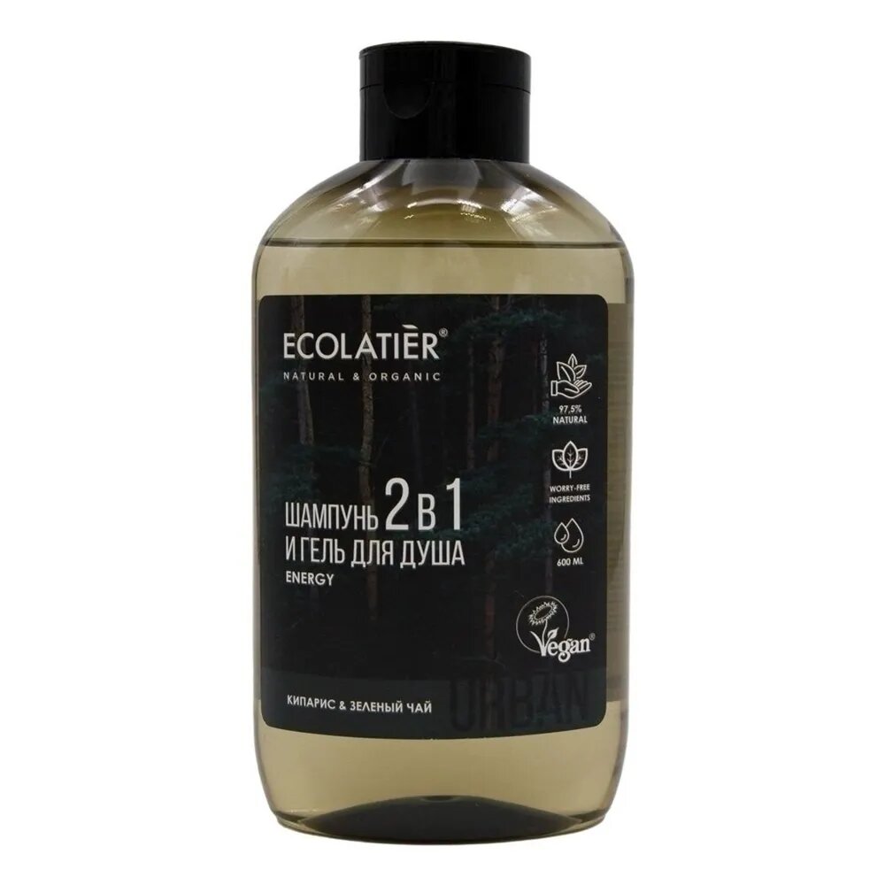 Шампунь Ecolatier 2 в 1 Кипарис и зеленый чай мужской 600 мл