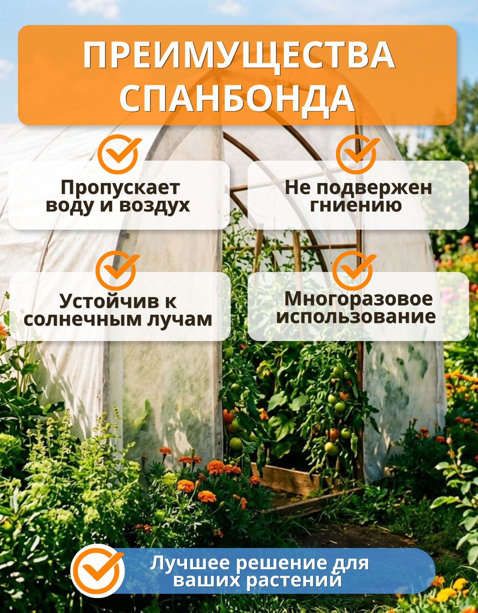 Спанбонд укрывной материал для растений плотность 60г/м2, размер 1,6х50м, белый