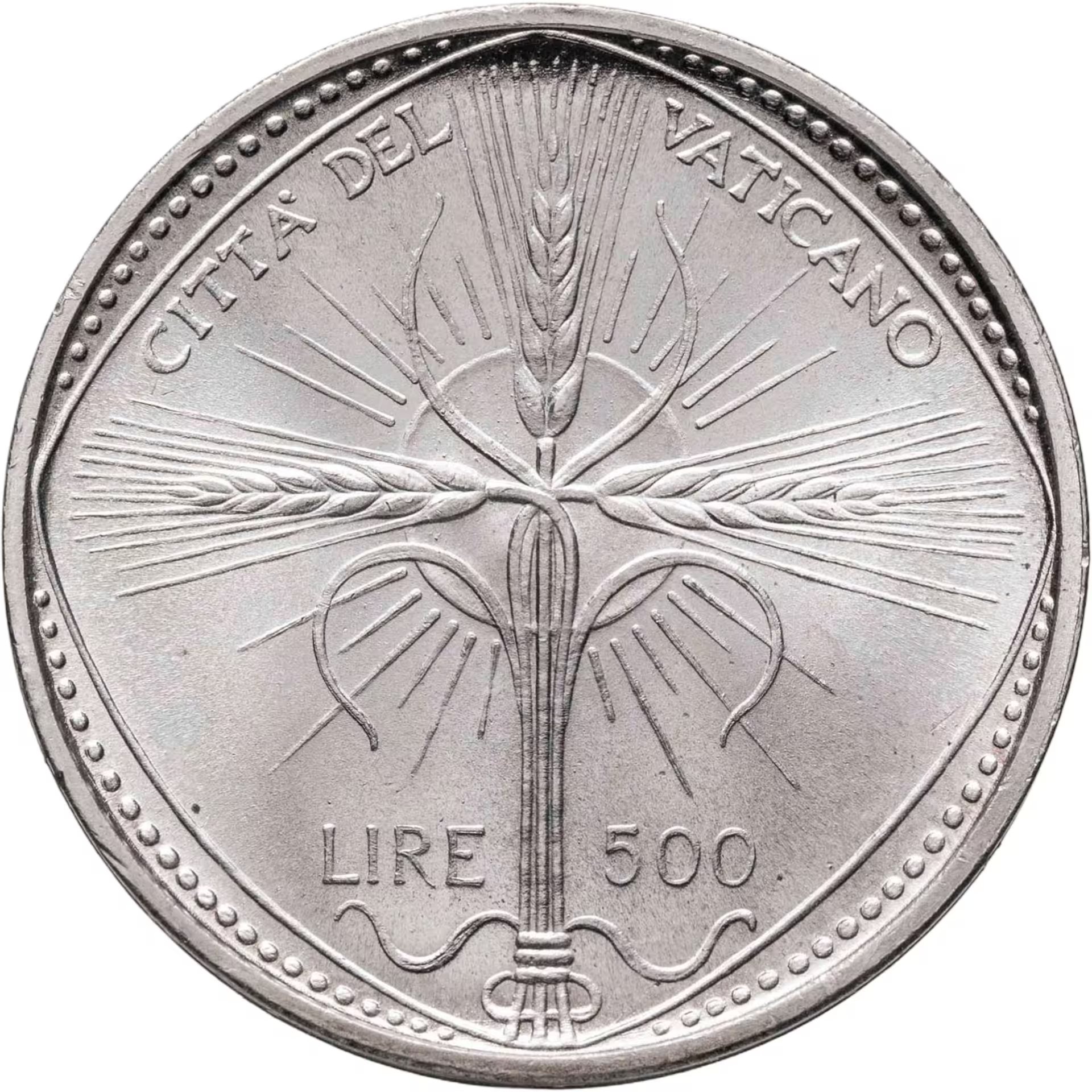 Ватикан 500 лир lire 1968, Серебро 835, в сохранности UNC