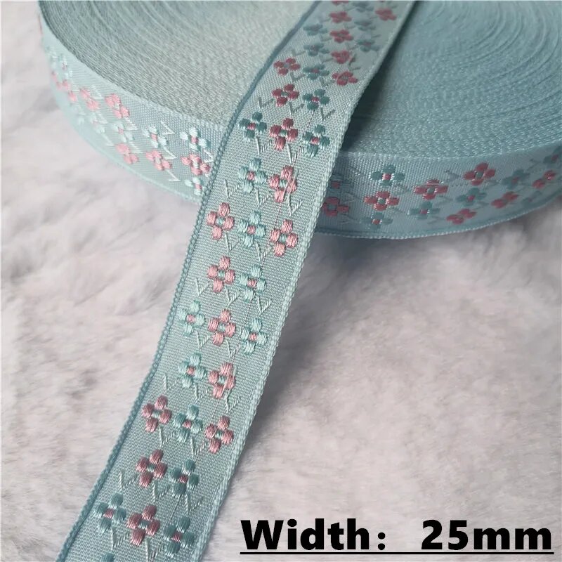 Лента жаккардовая 10-25 мм TPSMOC 5 ярдов Голубой, 46 25mm, 5 Yards