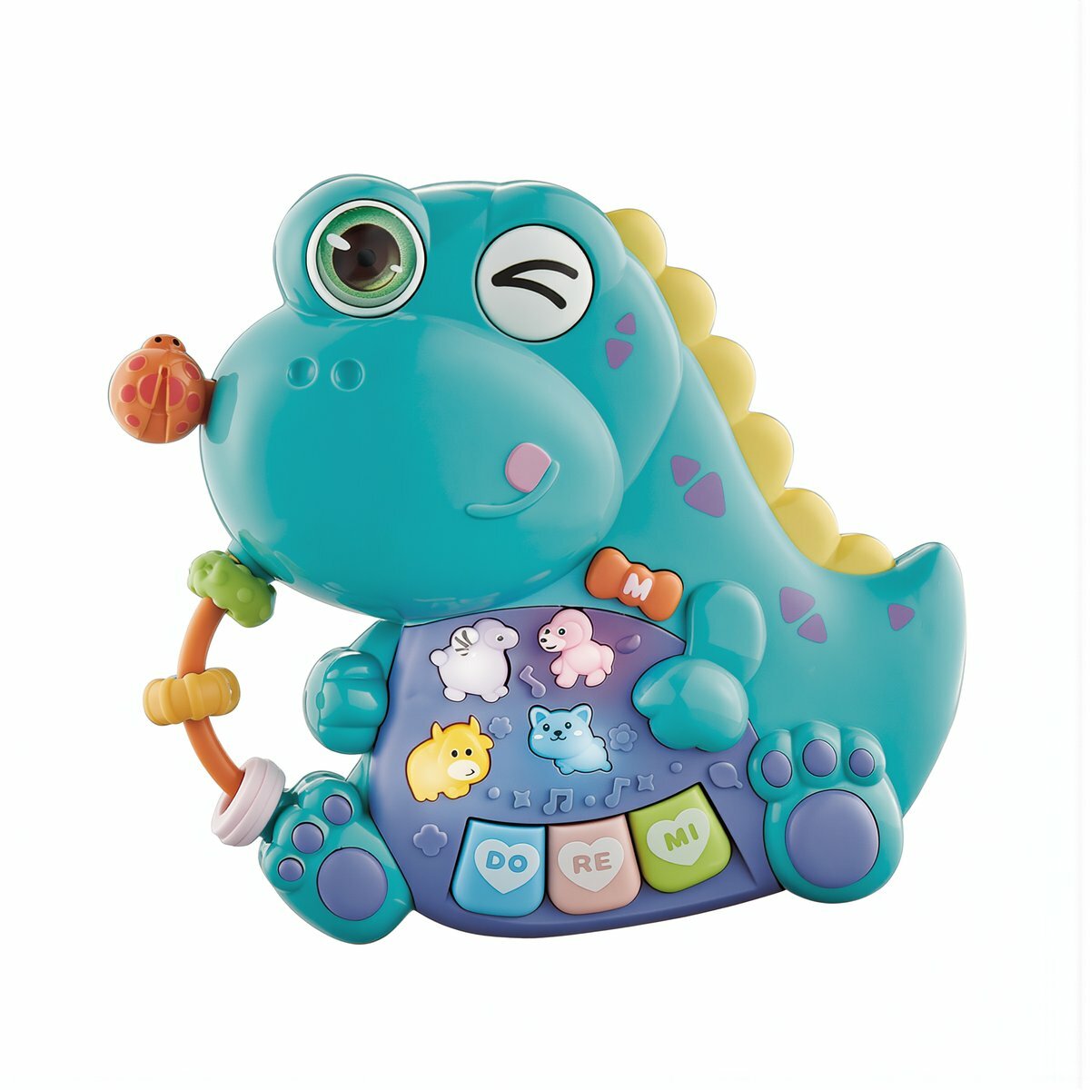 Детская музыкальная электронная пианино динозавр для малышей игрушка для развития слуха мелодия кнопки звук легкая вес 188 грамм, Детский электронный пианино в виде динозавра, два цвета на выбор