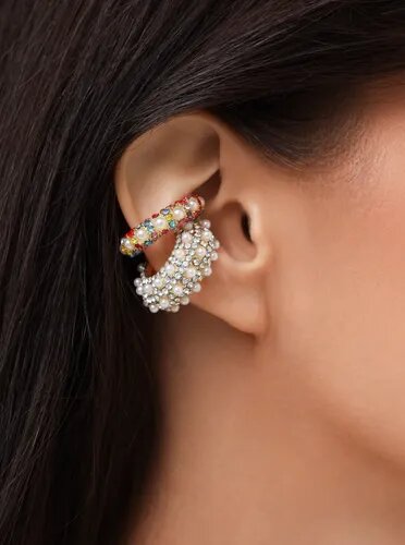 Серьги каффы, фианит
