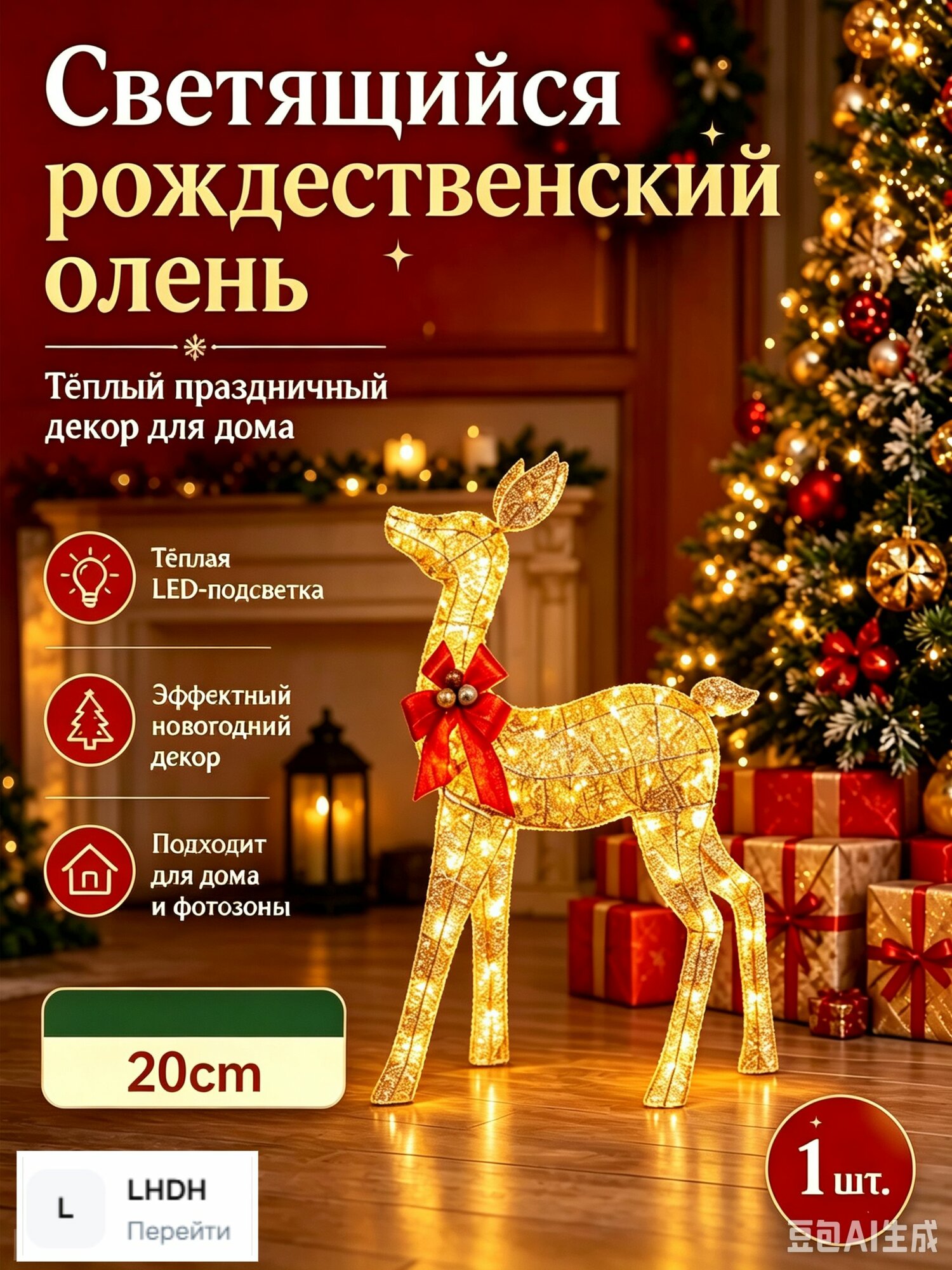 Фигурка светящаяся Олень 20.1 см