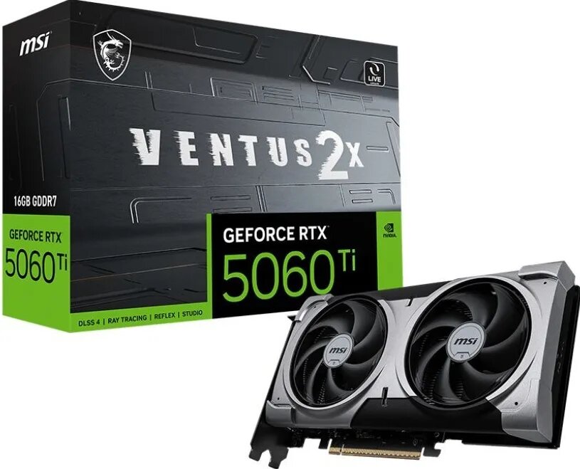 Видеокарта MSI GeForce RTX 5060 Ti VENTUS 2X PLUS, 16 ГБ