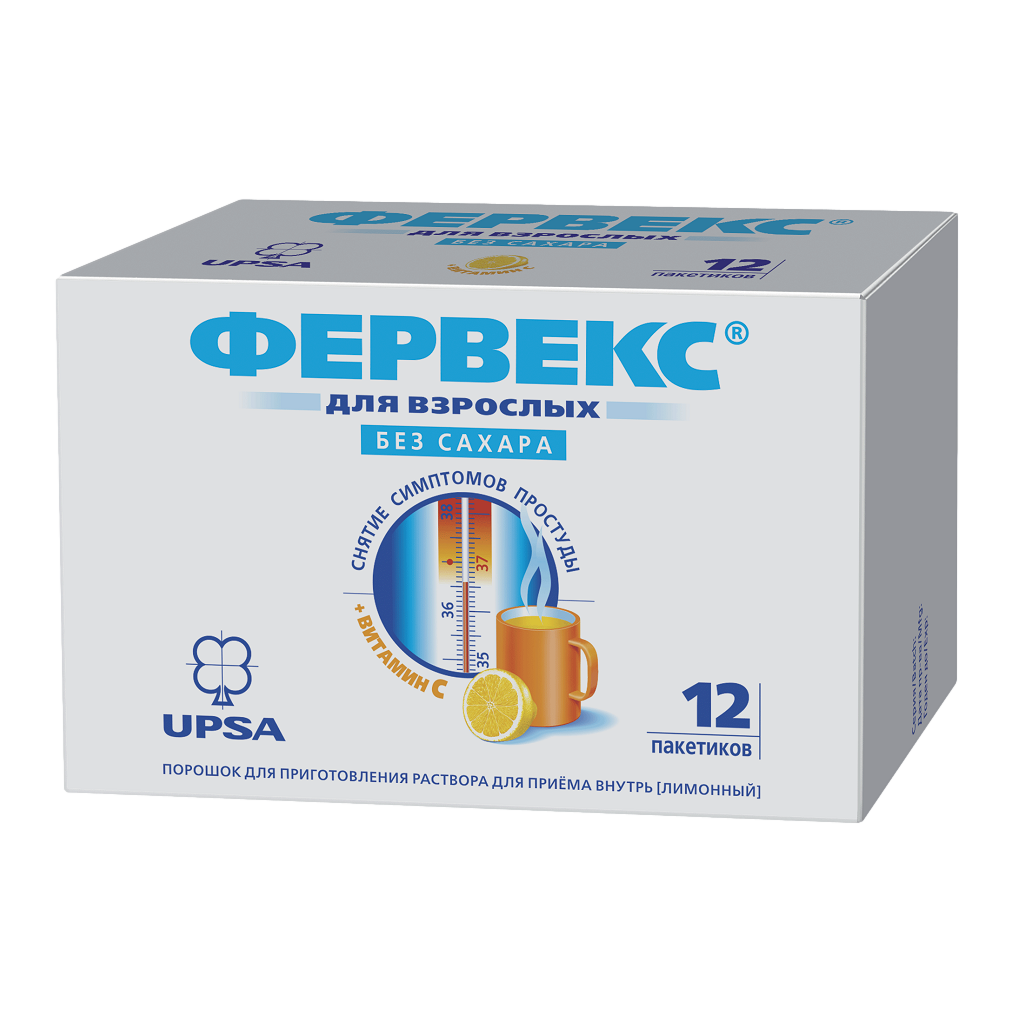 Фервекс порошок д/приг раствора для приема внутрь 500 мг+25 мг+200 мг лимон без сахара пакетики 12 шт