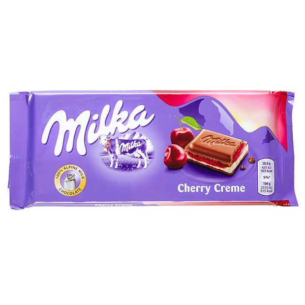 Шоколад MILKA молочный c вишневой начинкой Cherry 100г