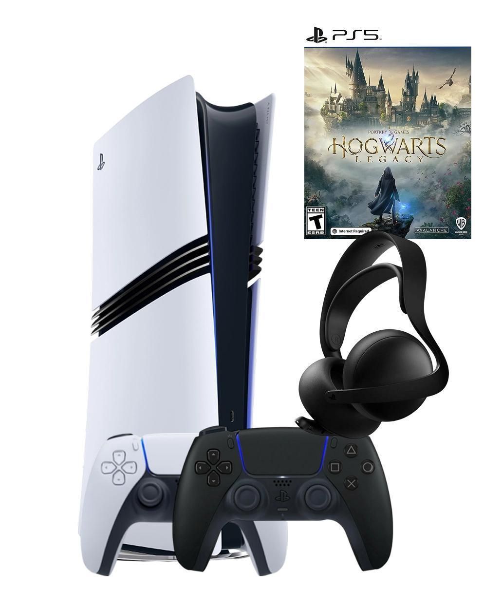 Игровая приставка Sony PlayStation 5 Pro + 2й геймпад черный + игра Hogwarts Legacy+ гарнитура PULSE Elite черный