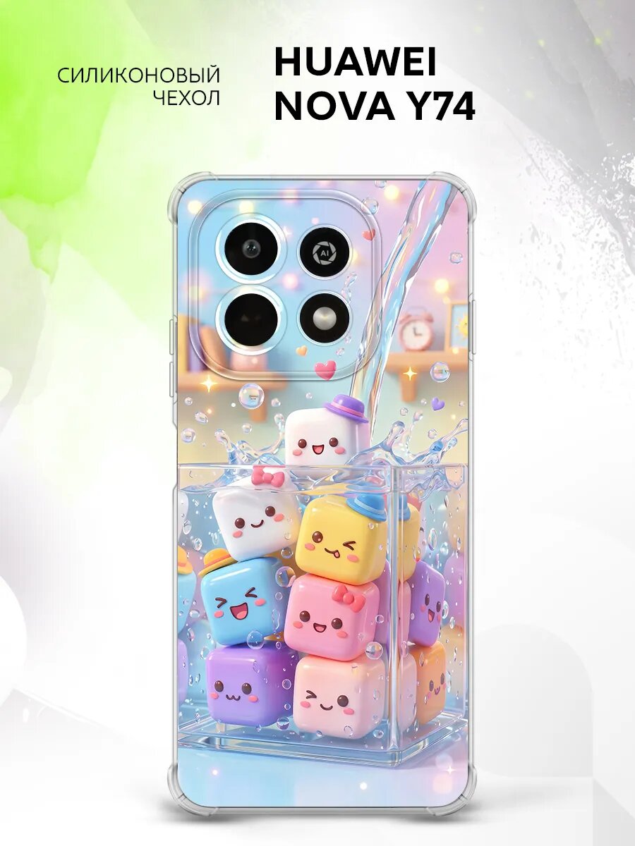 Чехол на Huawei Nova Y74, Хуавэй Нова У24, силиконовый, защита углов, с принтом
