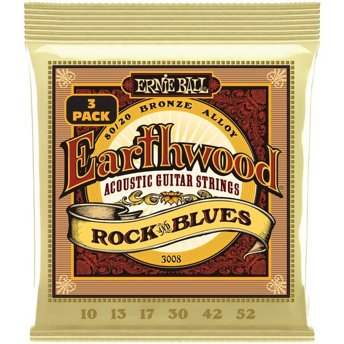 Ernie Ball 3008 3 комплекта струн для 6-струнной акустической гитары 10-52