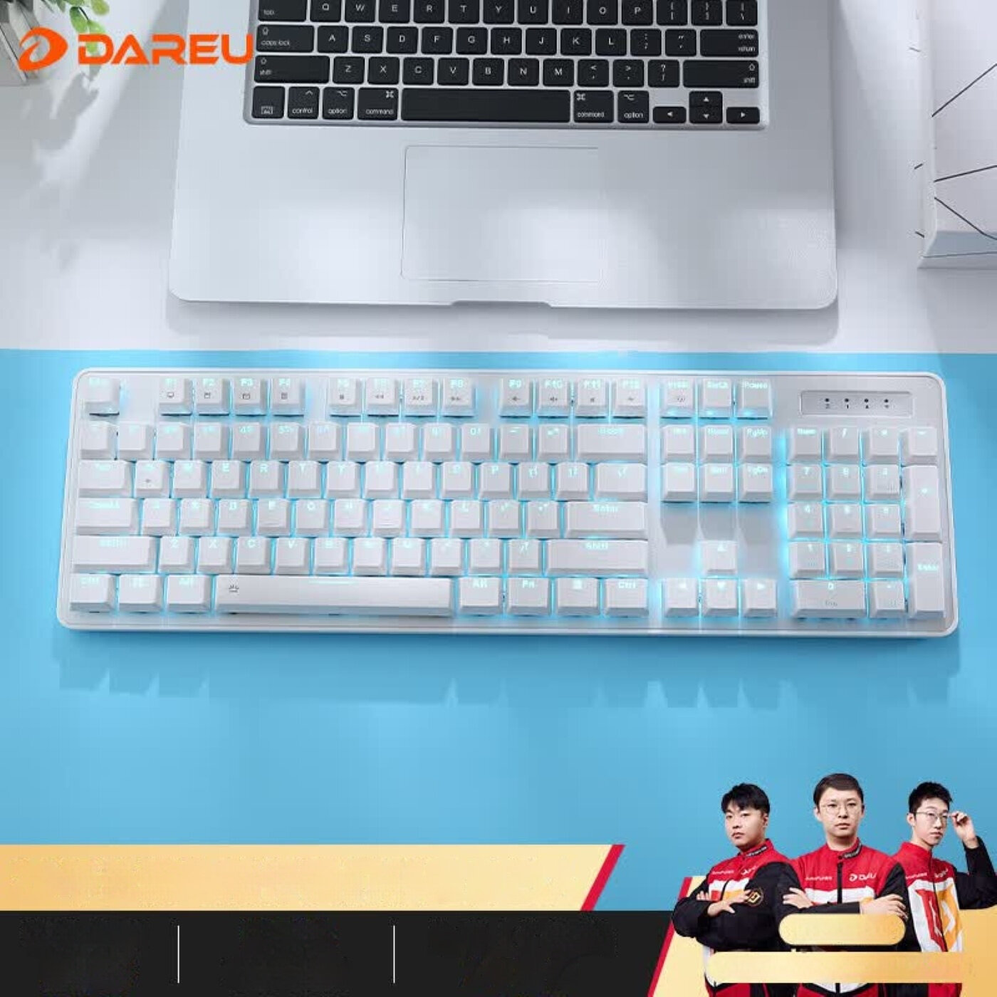 Dareu EK810, механическая клавиатура, двухрежимное подключение, 104 клавиши, подсветка, красная ось