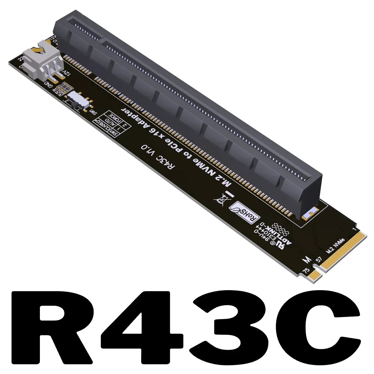 ADT-Link адаптер M.2 NVMe к PCIe x16 R43C