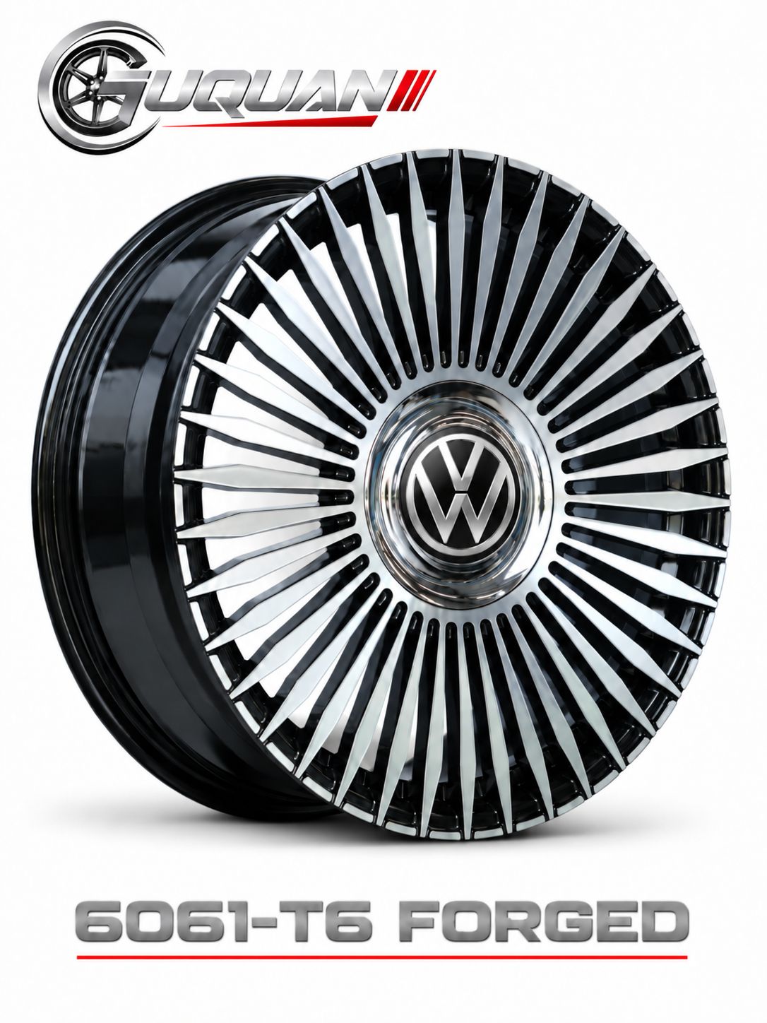 Кованый колесный диск ABW 3256E1880-7 R18 8J ET40 6x139.7, глянцевый черный с проточенной лицевой поверхностью