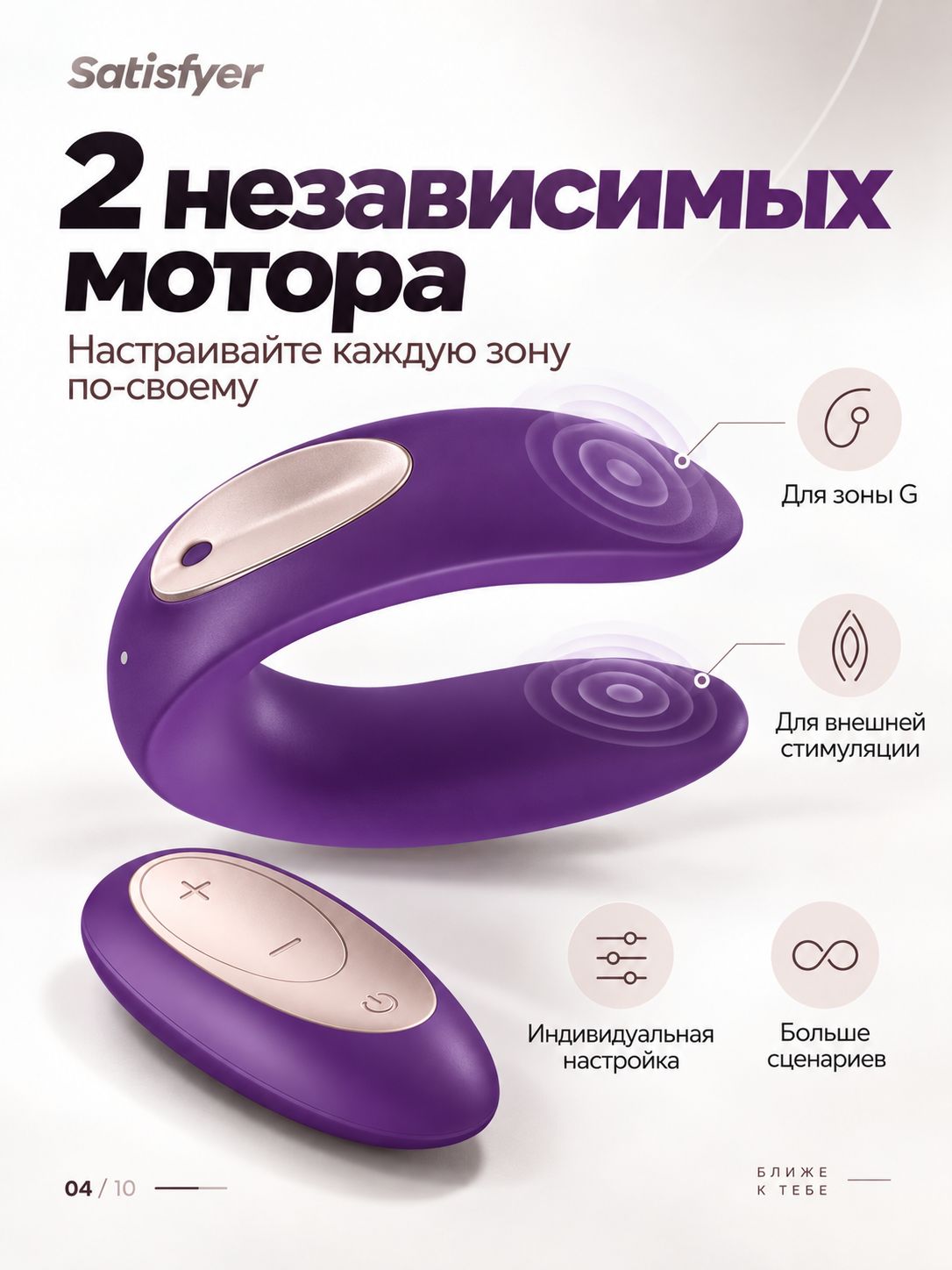 Вибратор для пар Satisfyer Double Plus Remote Сатисфаер — фото 1