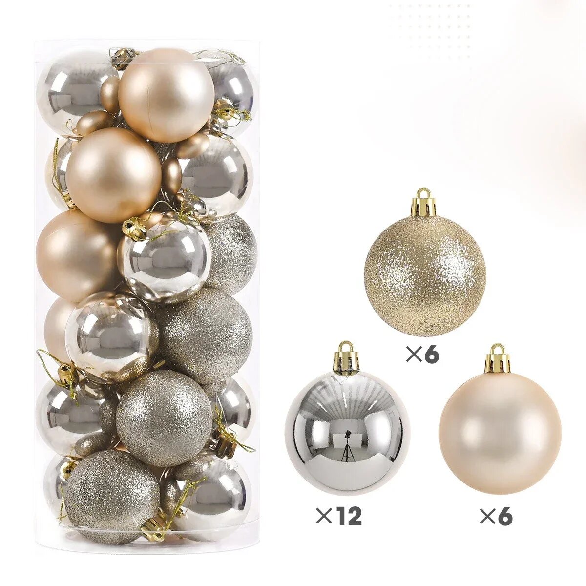Рождественские шары Champagne Gold, 3 см, 24 шт.