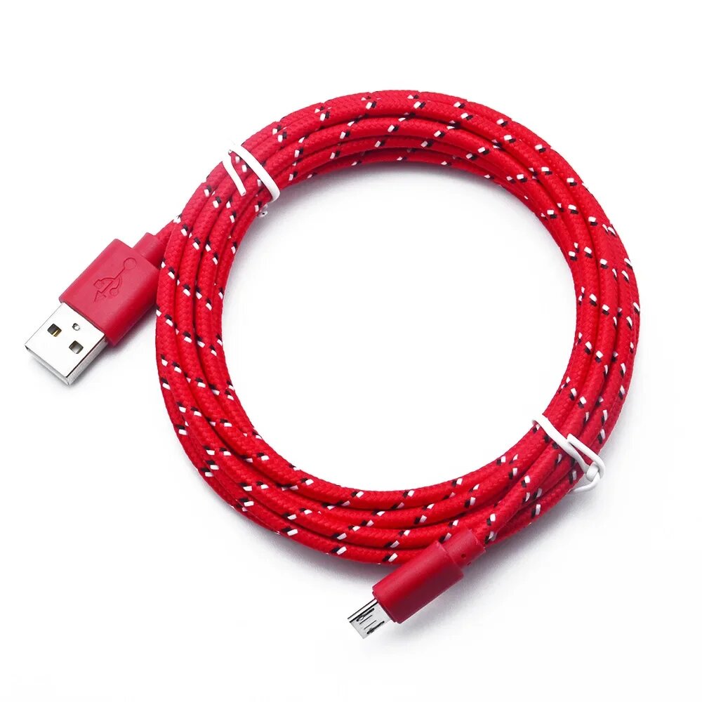 Кабель Micro USB 0,5 М/1 М/2 М/3 М С Нейлоновой Оплеткой Для Синхронизации Данных 0.5m, Красный, Red