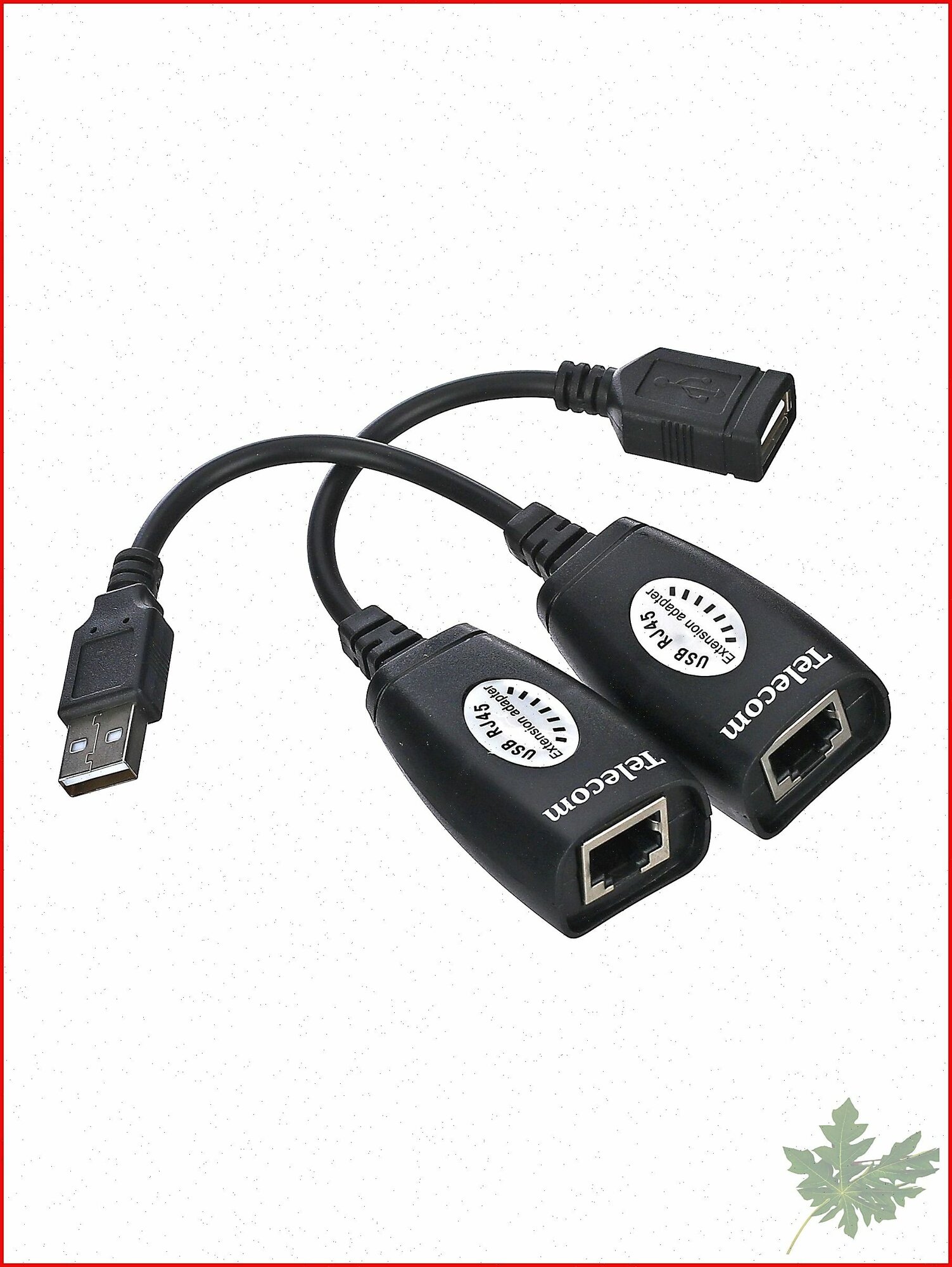 Удлинитель переходник TELECOM с USB A (Male) на RJ45 и USB A (Female) на RJ45 по витой паре длиной до 45 м (TU824)