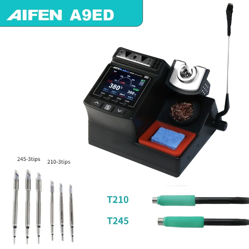 Электронная паяльная станция AIFEN A9ED C210 C245 EU, A9ED-2handle-6tips