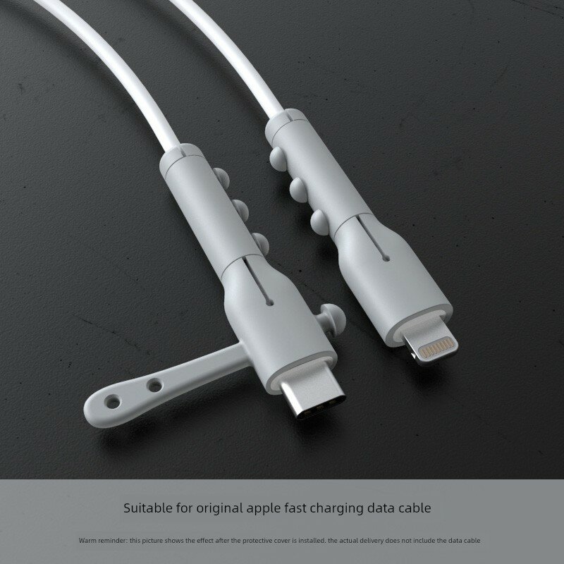Силиконовый чехол для кабеля Apple 20Вт с 1м оберткой для iPhone/iPad - Серый