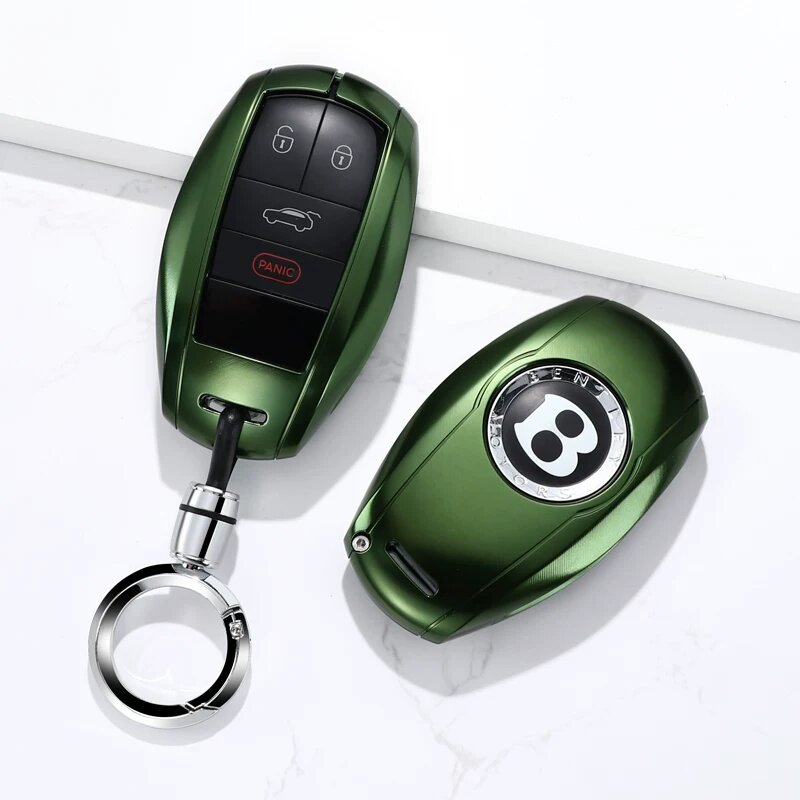 Алюминиевый чехол для ключа Bentley для Flying Spur, Bentayga, Continental GT и Mulsanne в зеленом цвете с круглой