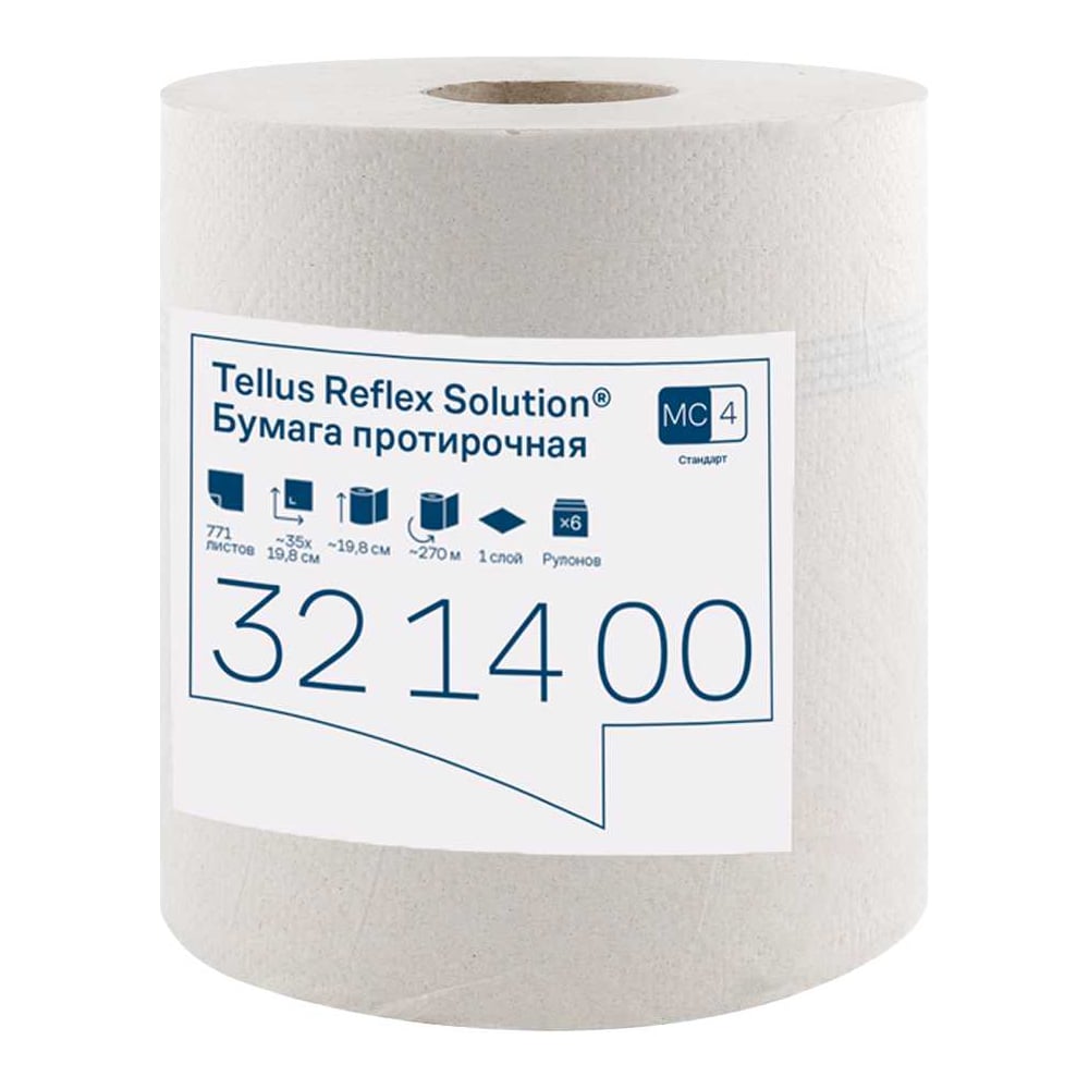 Протирочная бумага TORK Tellus Reflex в рулоне с ЦВ, из переработанного сырья, M4, 1-сл (6 шт. в уп) 25755 321400