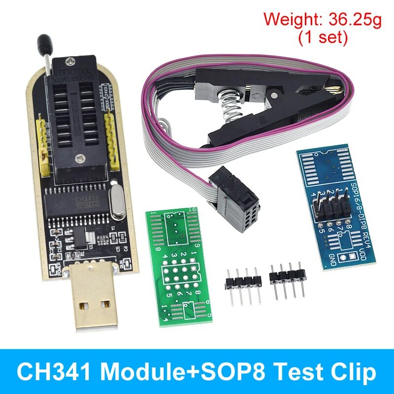 Модуль программатор CH341A/CH341B для EEPROM/BIOS 24/25 серии TZT CH341 and Test Clip