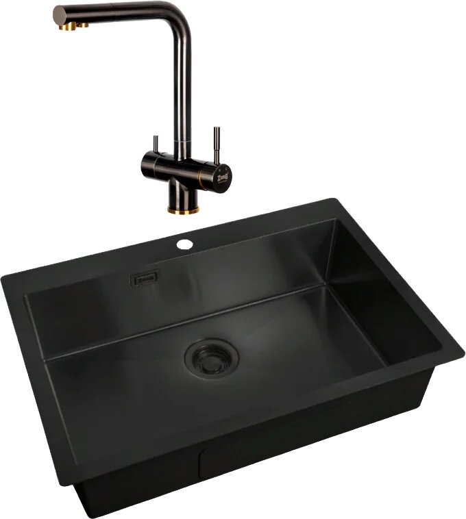 Комплект Мойка Zorg Light 750510 / Смеситель Inox SZR-7039 BR/GRAFIT, бронза графит