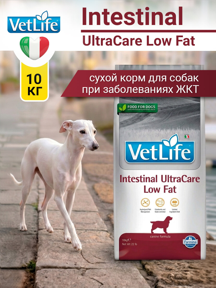 Сухой корм Farmina Intestinal UltraCare Low Fat (Фармина) для собак при заболеваниях ЖКТ, 10 кг