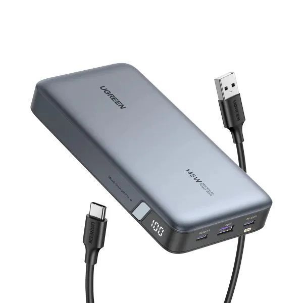 Внешний аккумулятор Ugreen PB205 (90597A) PD3.1 25000mAh,145W 2хType-C +1хUSB, серый/ повербанк
