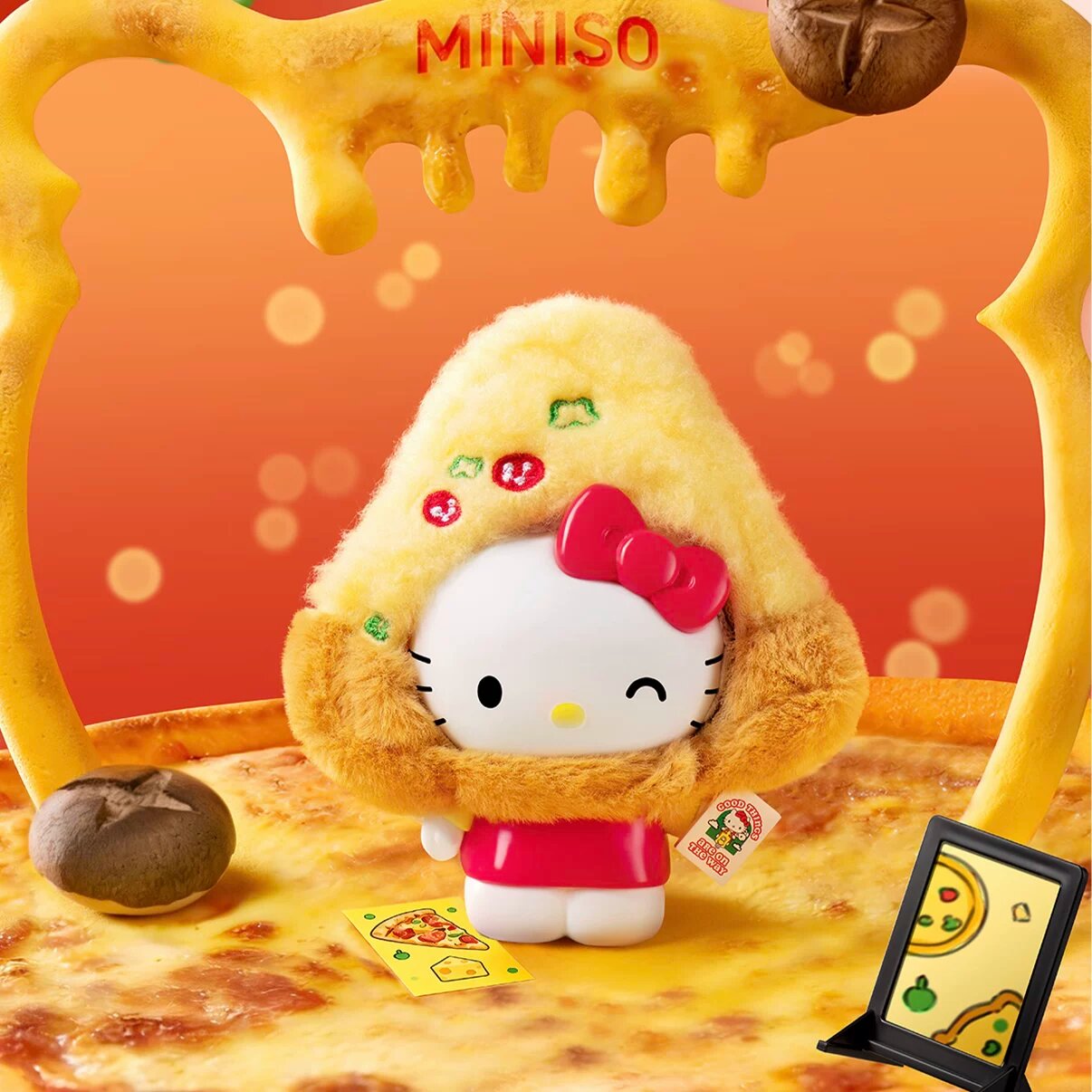Минисо Hello Kitty Pizza Shop Diary Настольная PVC Фигурка Подтвержденный Стиль Менеджер Пиццы 1шт