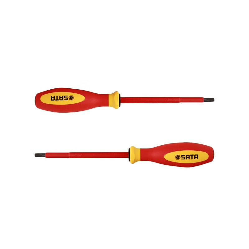 SATA G Series Двухцветная ручка плоская изолированная отвертка 4x100MM Стиль：G Series Двухцветная ручка