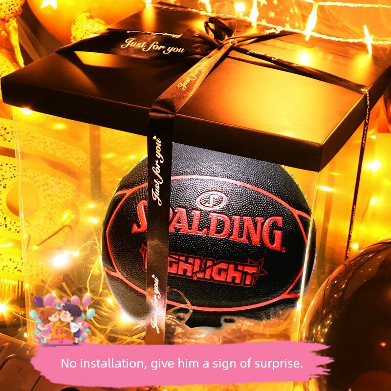 Spalding размер 7 баскетбольный мяч с красной звездой в прозрачной подарочной коробке, стандартный мяч, сборка не