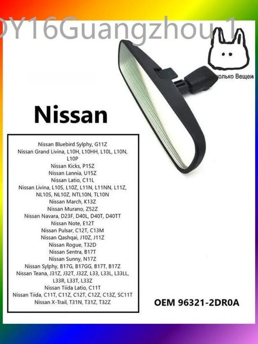 Зеркало заднего вида для Nissan, комплект, артикул 96321-2DR0A, ABS пластик