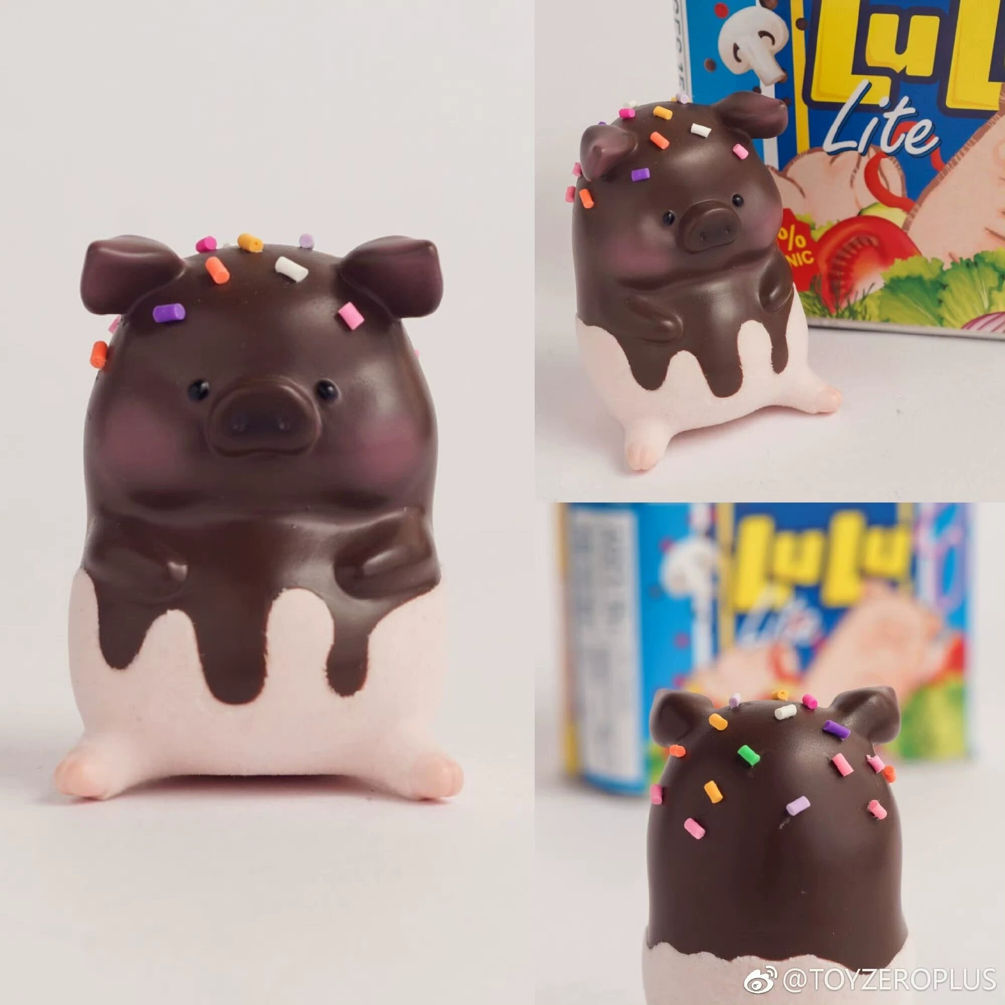 LuLu Pig Classic 1-е поколение Черный шоколадный сидящий поросенок, коллекционная фигурка, 10 см