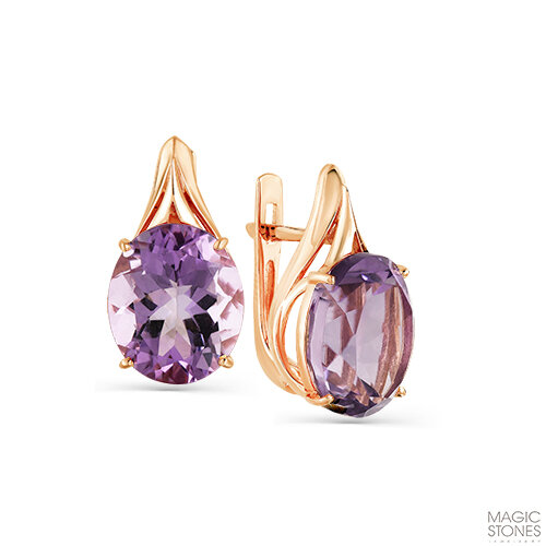 Серьги золото, 585 проба, кварц