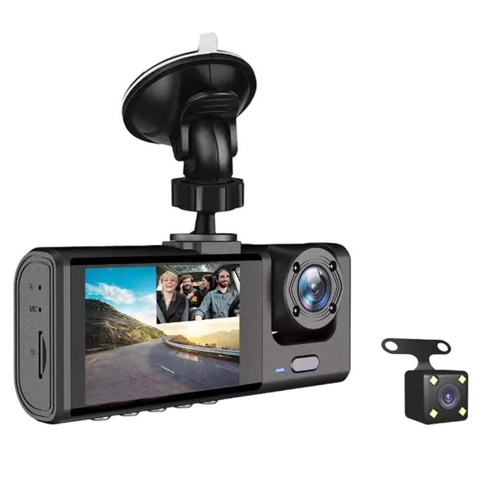 Трёхканальный wifi app регистратор, 1080p dash cam / для автомобилей, "двойной объектив".