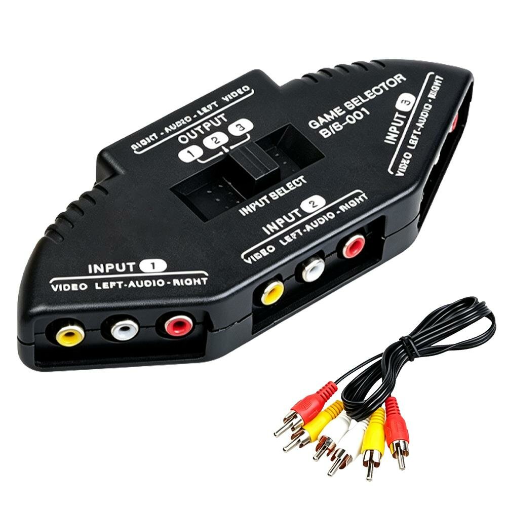 (1 комплект) Новый 3-канальный аудио- и видеомагнитофон RCA-AV L/R stereo switcher splitter ещё