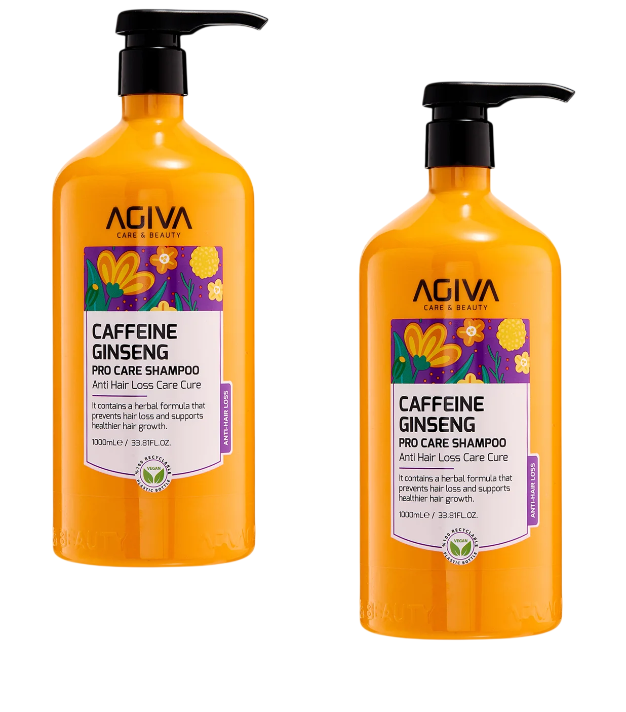 Шампунь Аgİva для волос Caffeine Ginseng Pro Care 1000 мл, 2шт