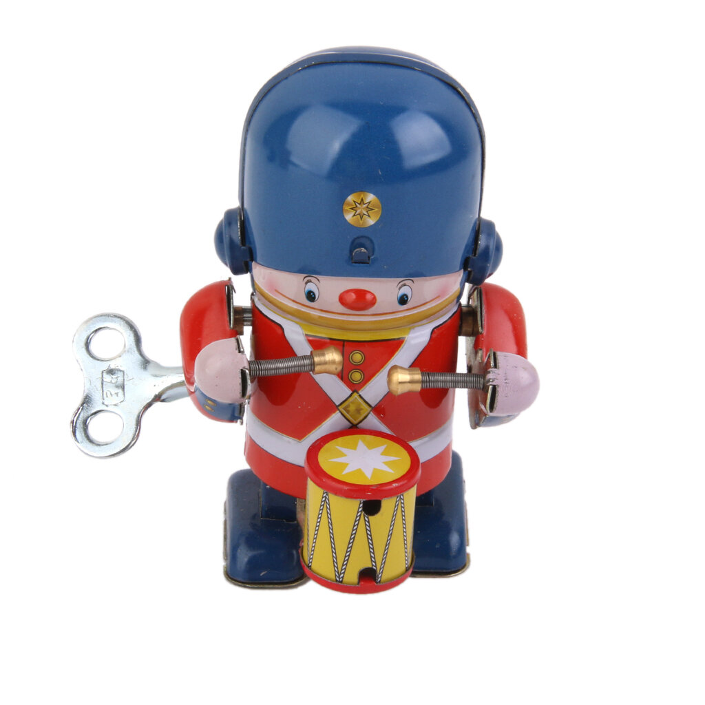 Заводная жестяная игрушка «Шагающий барабанщик»