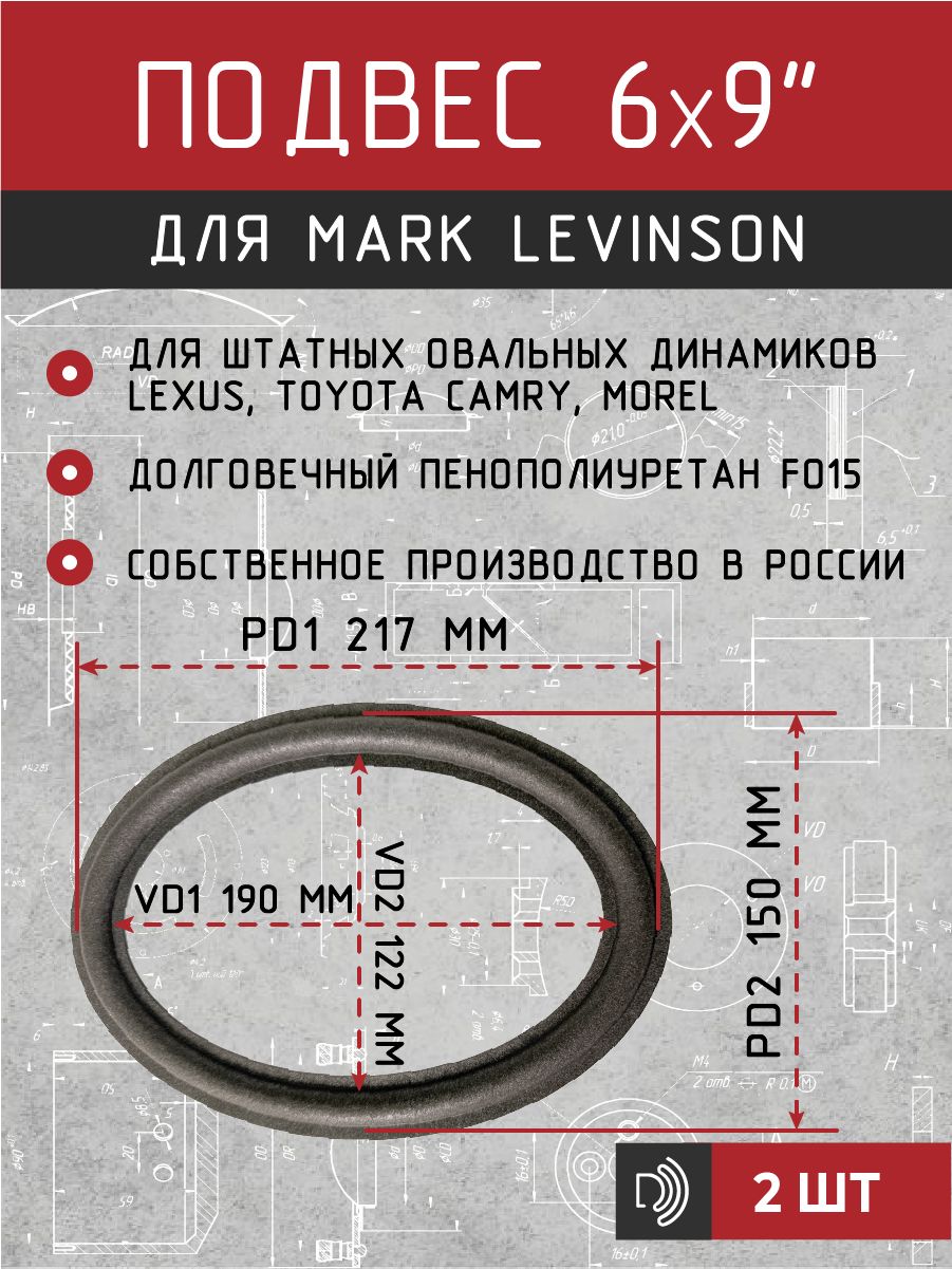 2 шт! Подвес для динамика овальный 6х9" Mark Levinson, Lexus, Toyota Camry, набор 2 шт.