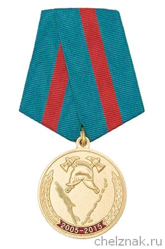 Медаль «10 лет противопожарной службе Сахалинской области» (2005 - 2015) с бланком удостоверения