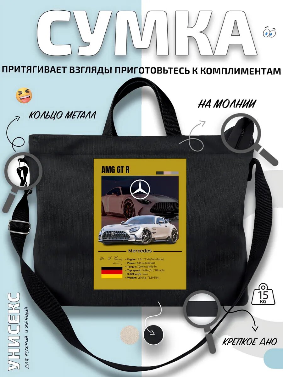 Сумка шоппер  Mercedes AMG GT R купе на газоне
