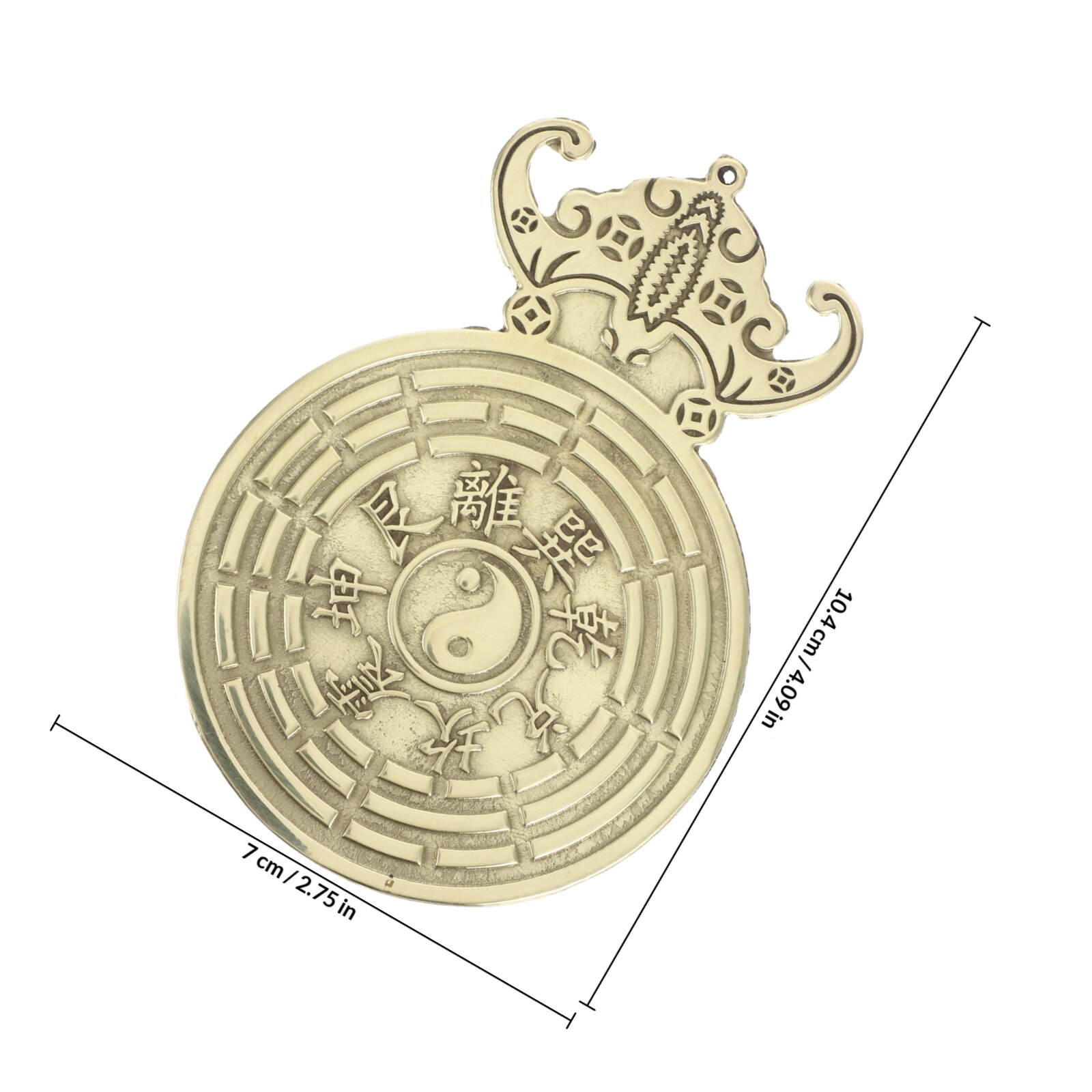 Винтажный Подвес Bagua Из Меди С Деталью Диаграмма 10 4X7 Cm