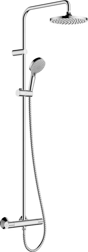 Душевая стойка Hansgrohe Vernis Blend 26276000 Showerpipe 200 1jet со смесителем, термостатическим, хром, глянцевая, душевая система с тропическим душем, с лейкой,
