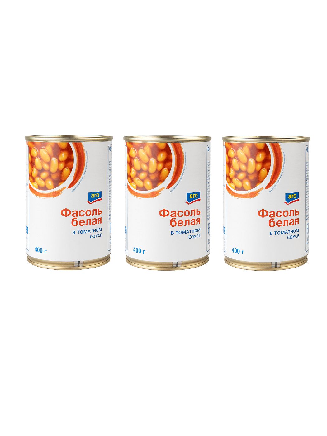 Aro Фасоль белая в томатном соусе, 400 гр, 3 шт